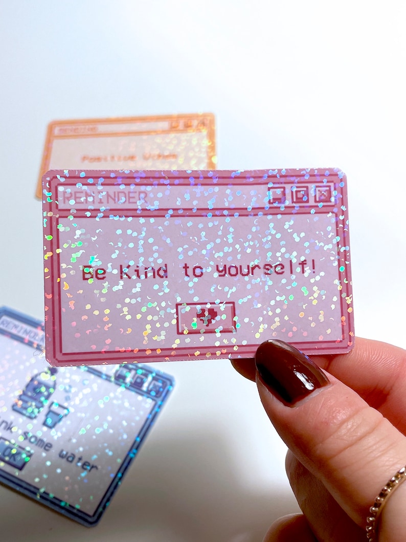 90s 8-bit Computer Reminders Holographic Sticker, Nostalgic Vinyl ...