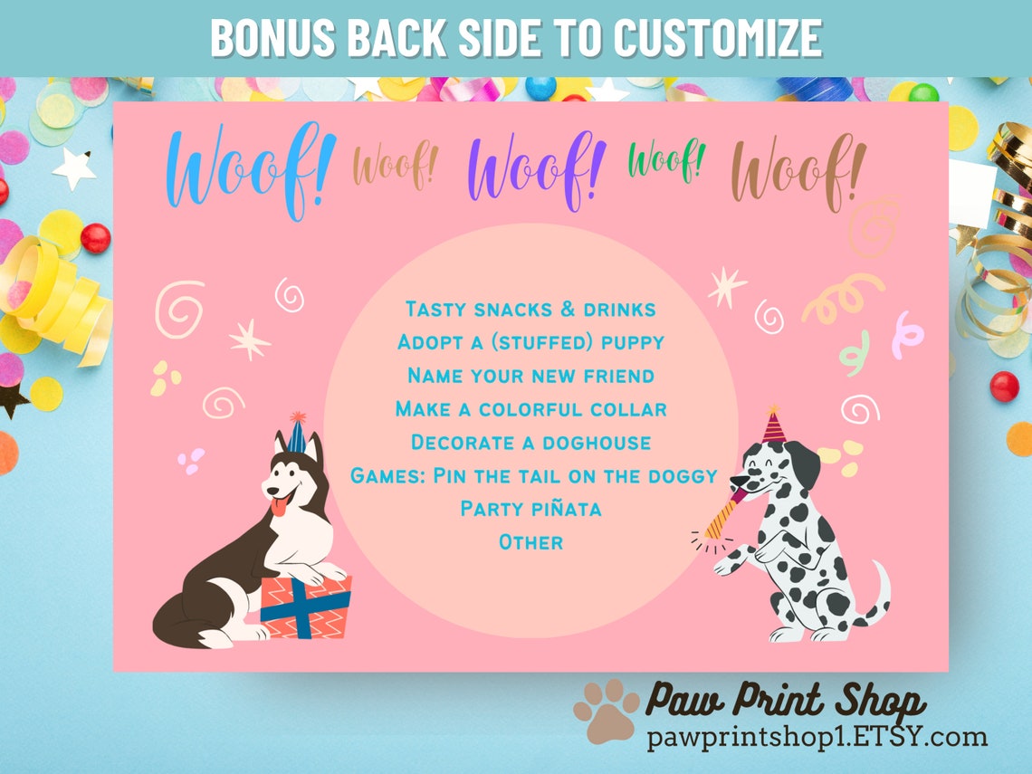 Dog Theme Birthday Printable | EDITABLE DIGITAL DOWNLOAD | Dog Birthday ...