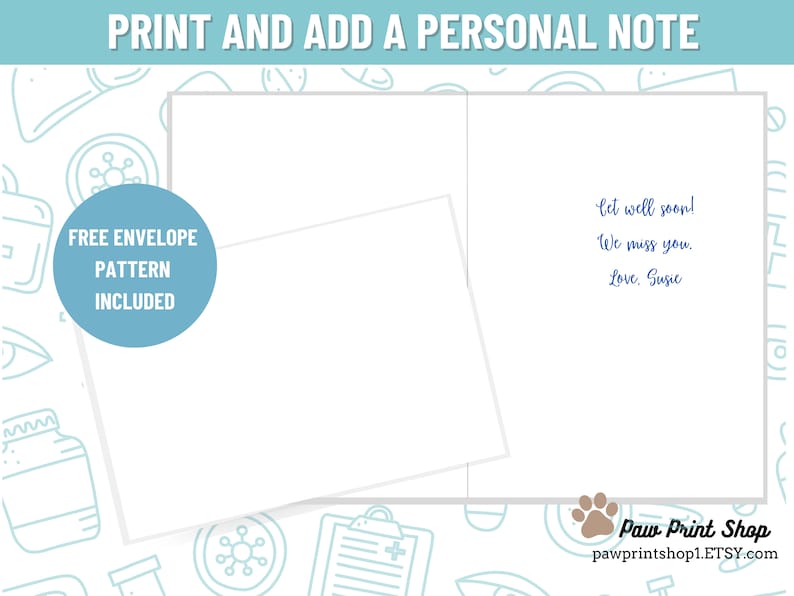 Dog Theme Get Well Card Printable | DIGITAL DOWNLOAD | Get Well Card ...