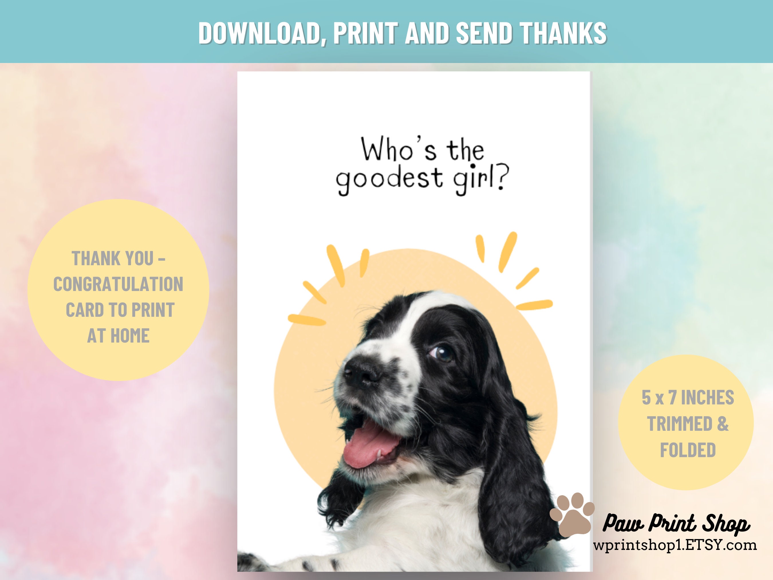 Funny Thank You Printable DIGITAL DOWNLOAD Dog Congratulations Card ...