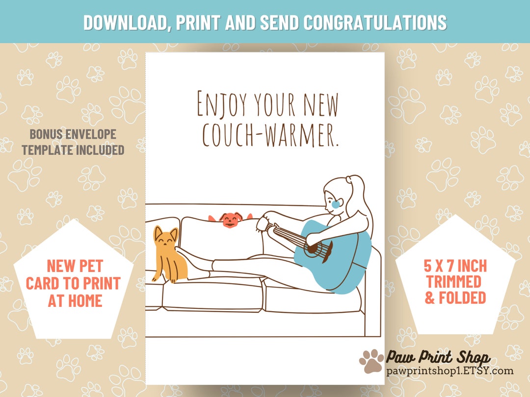 New Pet Card Printable | DIGITAL DOWNLOAD | New Dog Card | New Pet Card ...