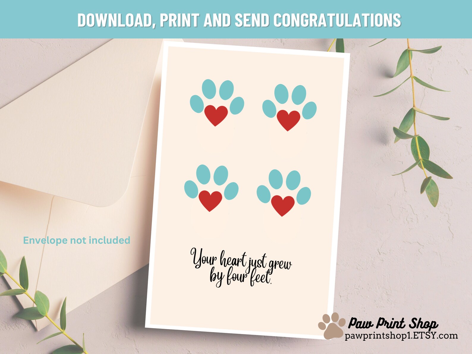 New Dog Card Printable DIGITAL DOWNLOAD New Puppy Card New Pet Card ...