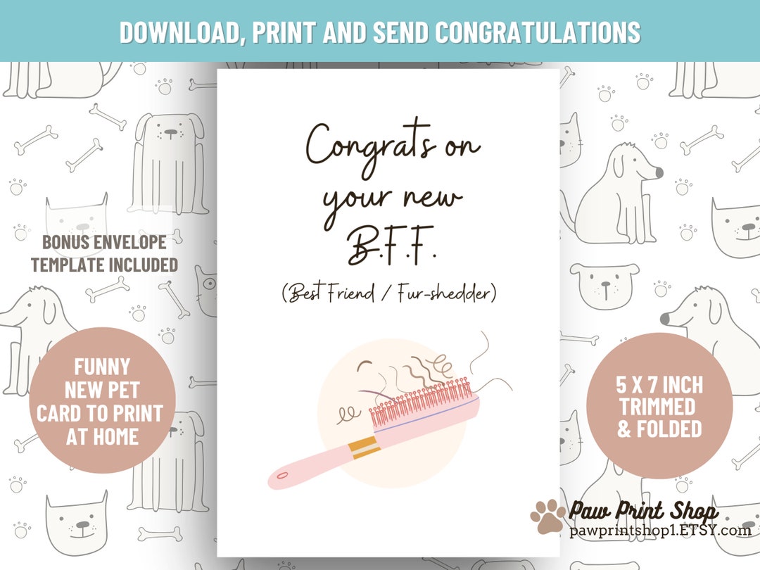 New Dog Card Printable DIGITAL DOWNLOAD New Puppy Card New Pet Card ...