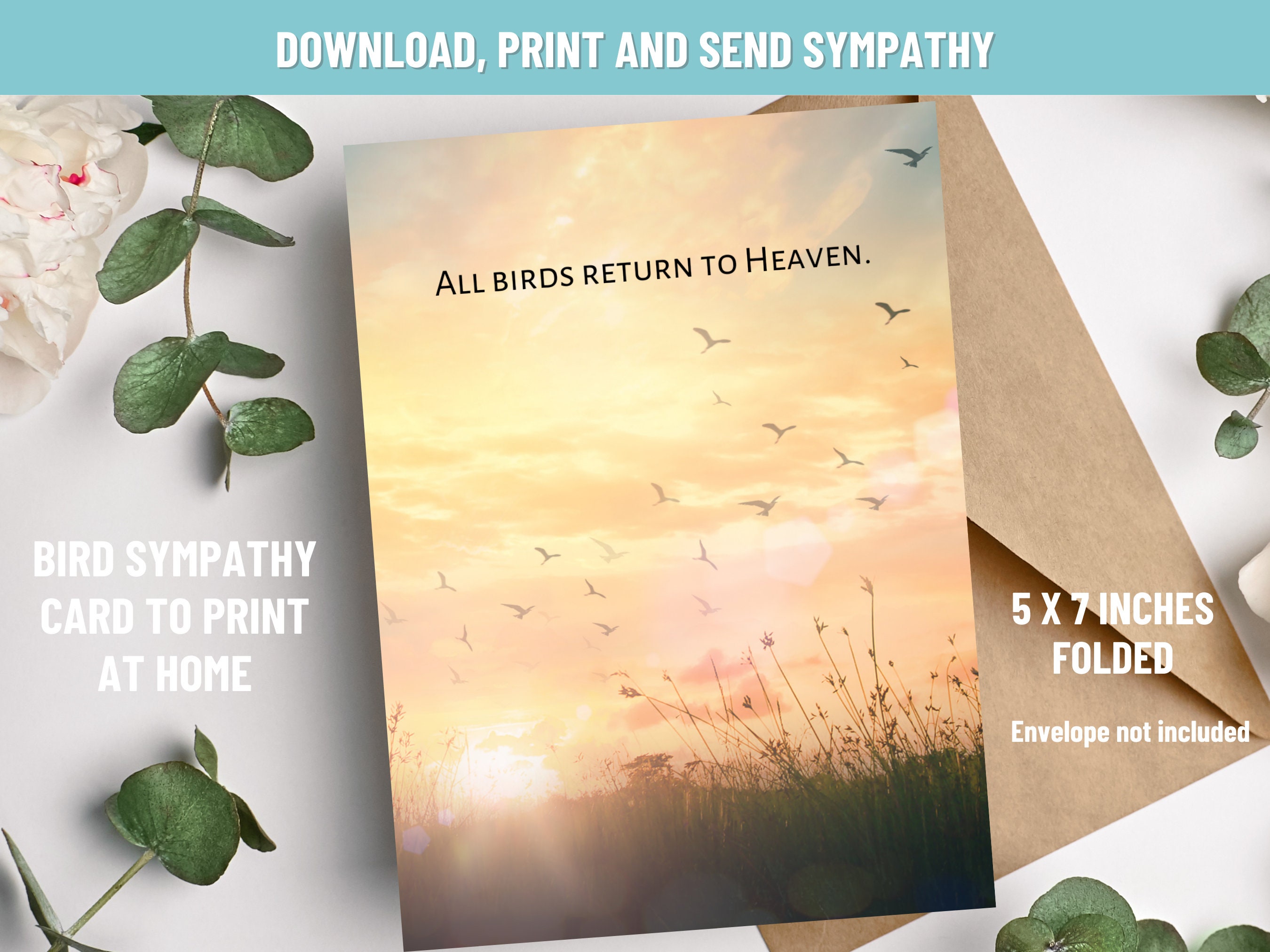 Pet Bird Sympathy Card Printable | DIGITAL DOWNLOAD | Parakeet Loss ...