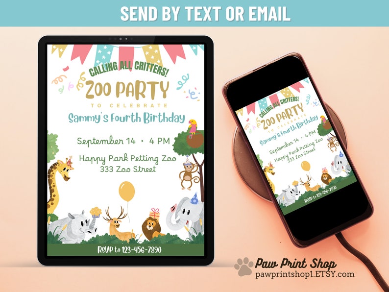 Zoo Birthday Printable | EDITABLE DIGITAL DOWNLOAD | Zoo Birthday Party ...