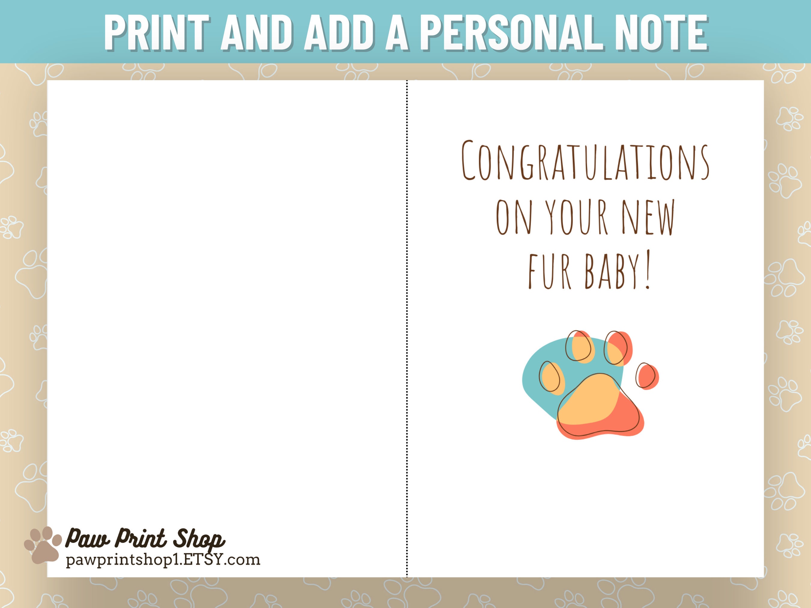 New Pet Card Printable | DIGITAL DOWNLOAD | New Dog Card | New Pet Card ...