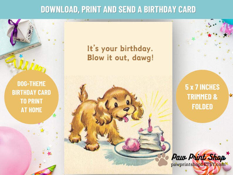 Dog Birthday Printable | DIGITAL DOWNLOAD | Dog Birthday Card | Dog ...