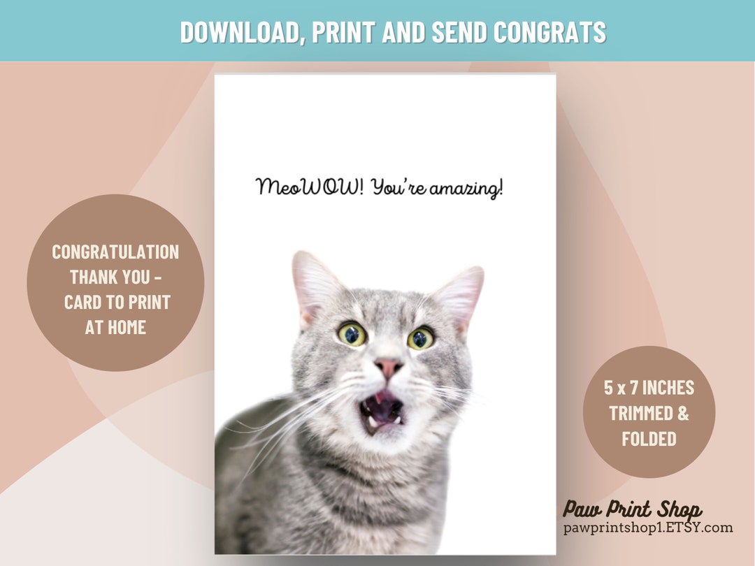 Funny Congratulations Printable | DIGITAL DOWNLOAD | Cat ...