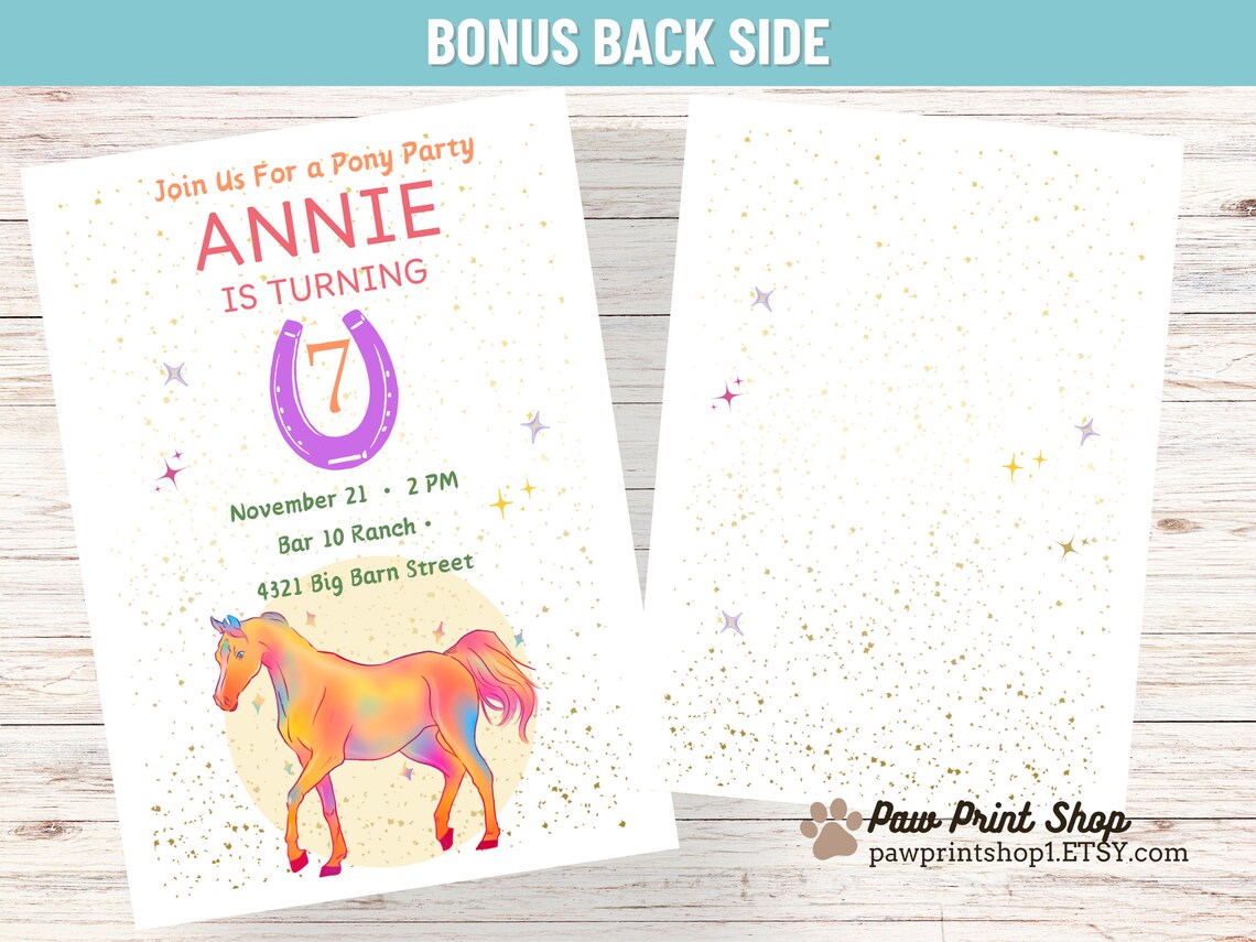 Pony Birthday Printable | EDITABLE DIGITAL DOWNLOAD | Pony Birthday ...