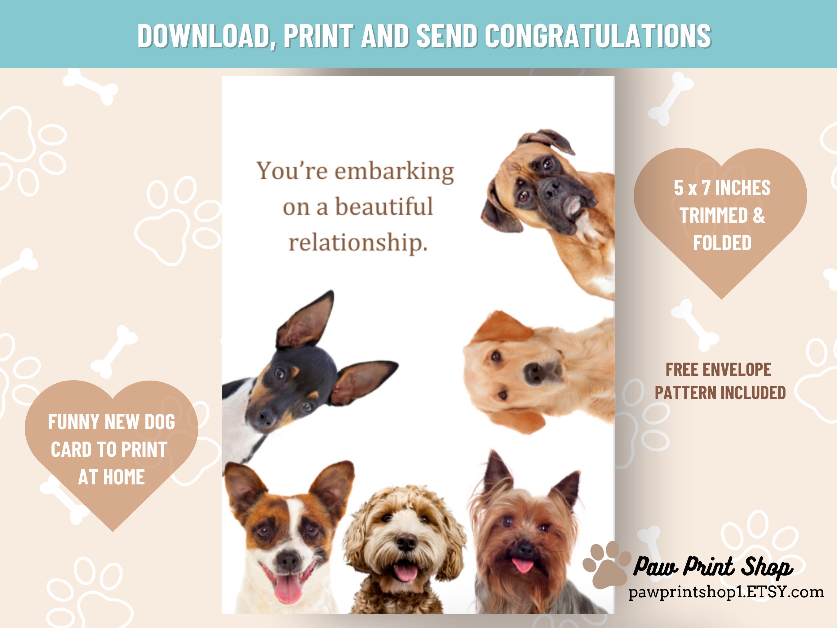 New Dog Card Printable | DIGITAL DOWNLOAD | New Puppy Card | New Pet ...