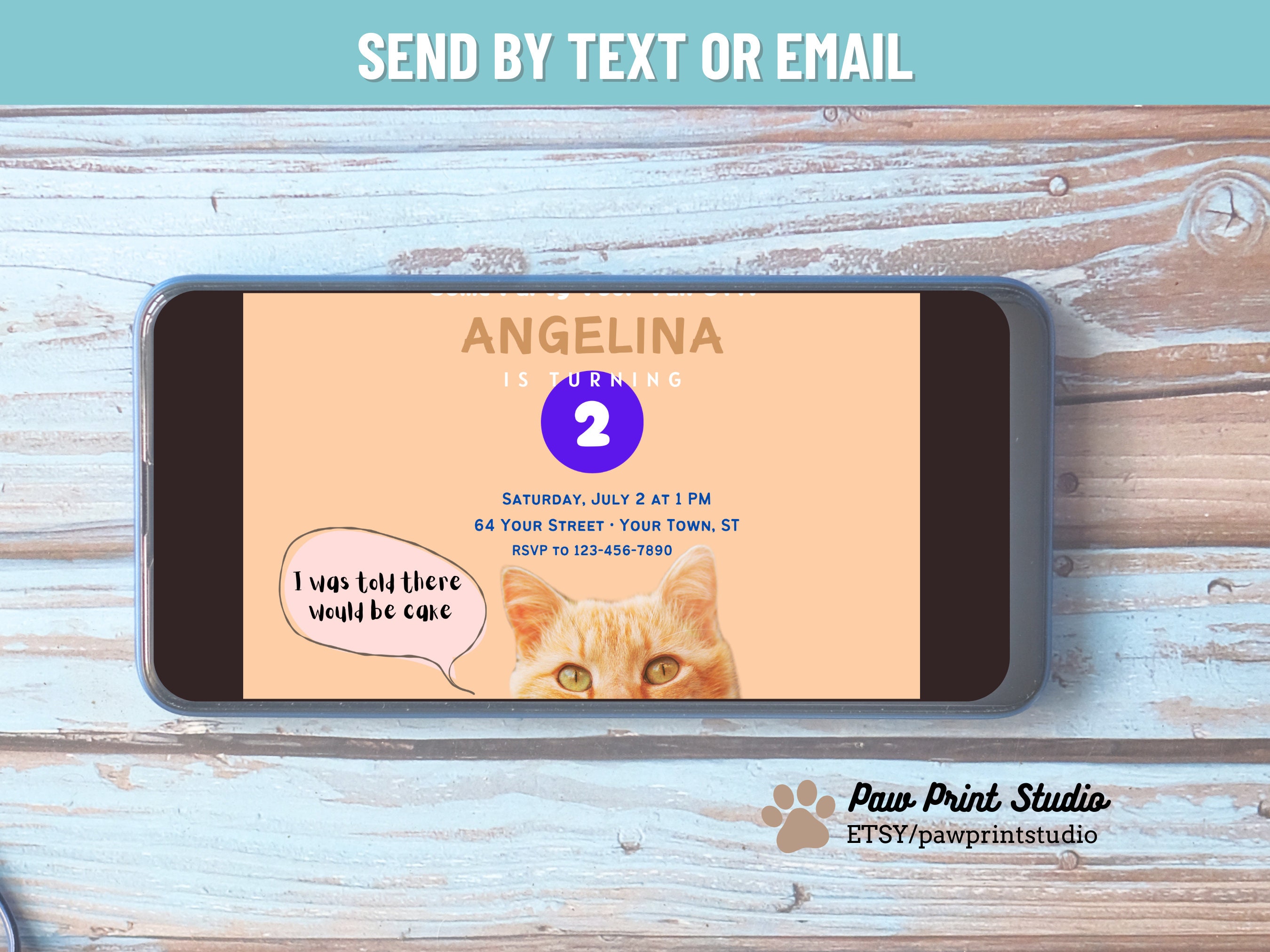 Cat Theme Birthday Printable | EDITABLE DIGITAL DOWNLOAD | Cat Birthday ...