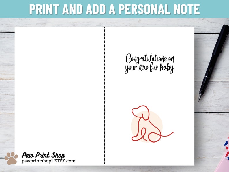 New Dog Card Printable | DIGITAL DOWNLOAD | New Puppy Card | New Pet ...