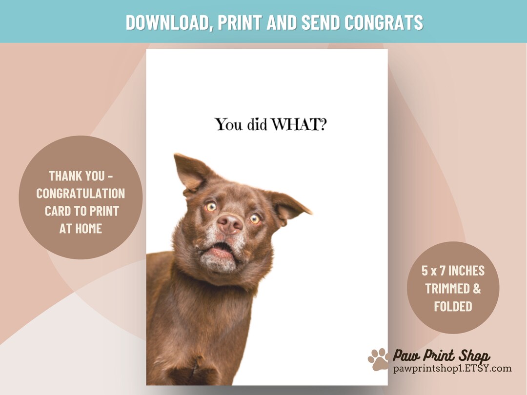 Funny Congratulations Printable | DIGITAL DOWNLOAD | Dog ...