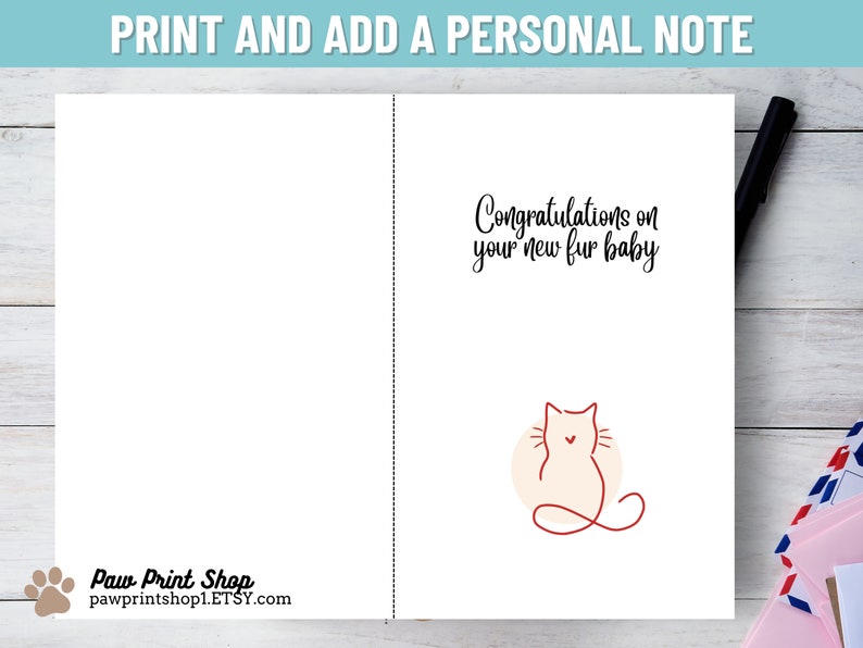 New Cat Card Printable | DIGITAL DOWNLOAD | New Kitten Card | New Pet ...
