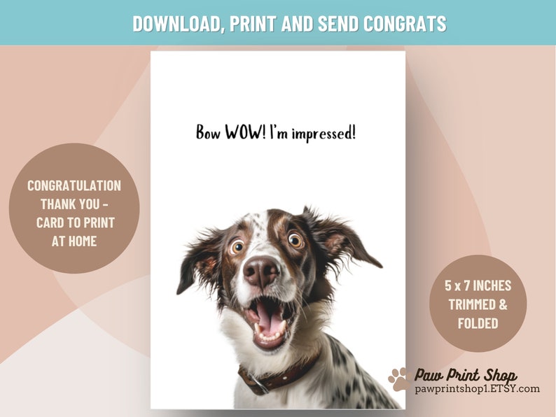 Funny Thank You Printable | DIGITAL DOWNLOAD | Dog Congratulations Card ...