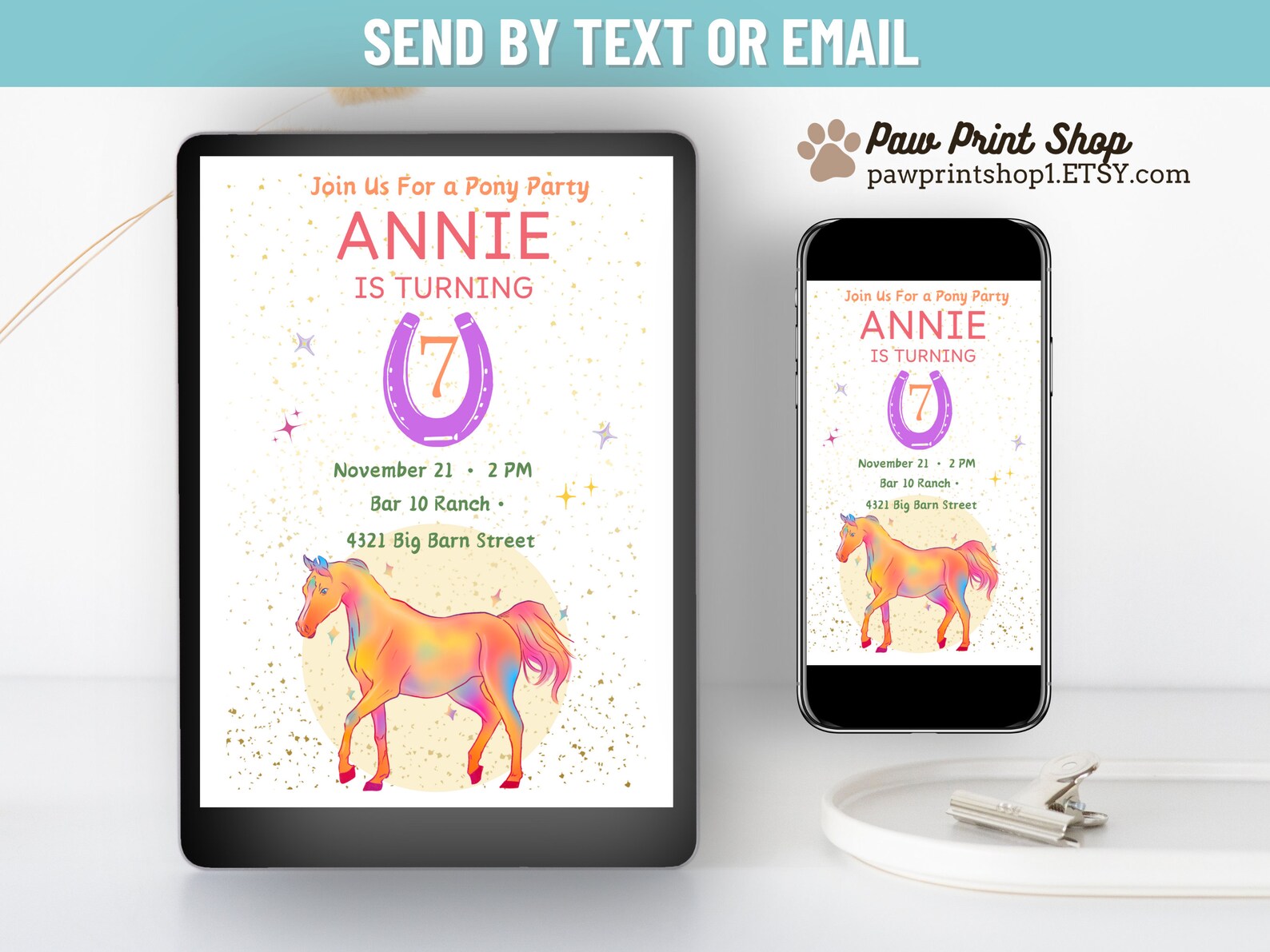 Pony Birthday Printable | EDITABLE DIGITAL DOWNLOAD | Pony Birthday ...