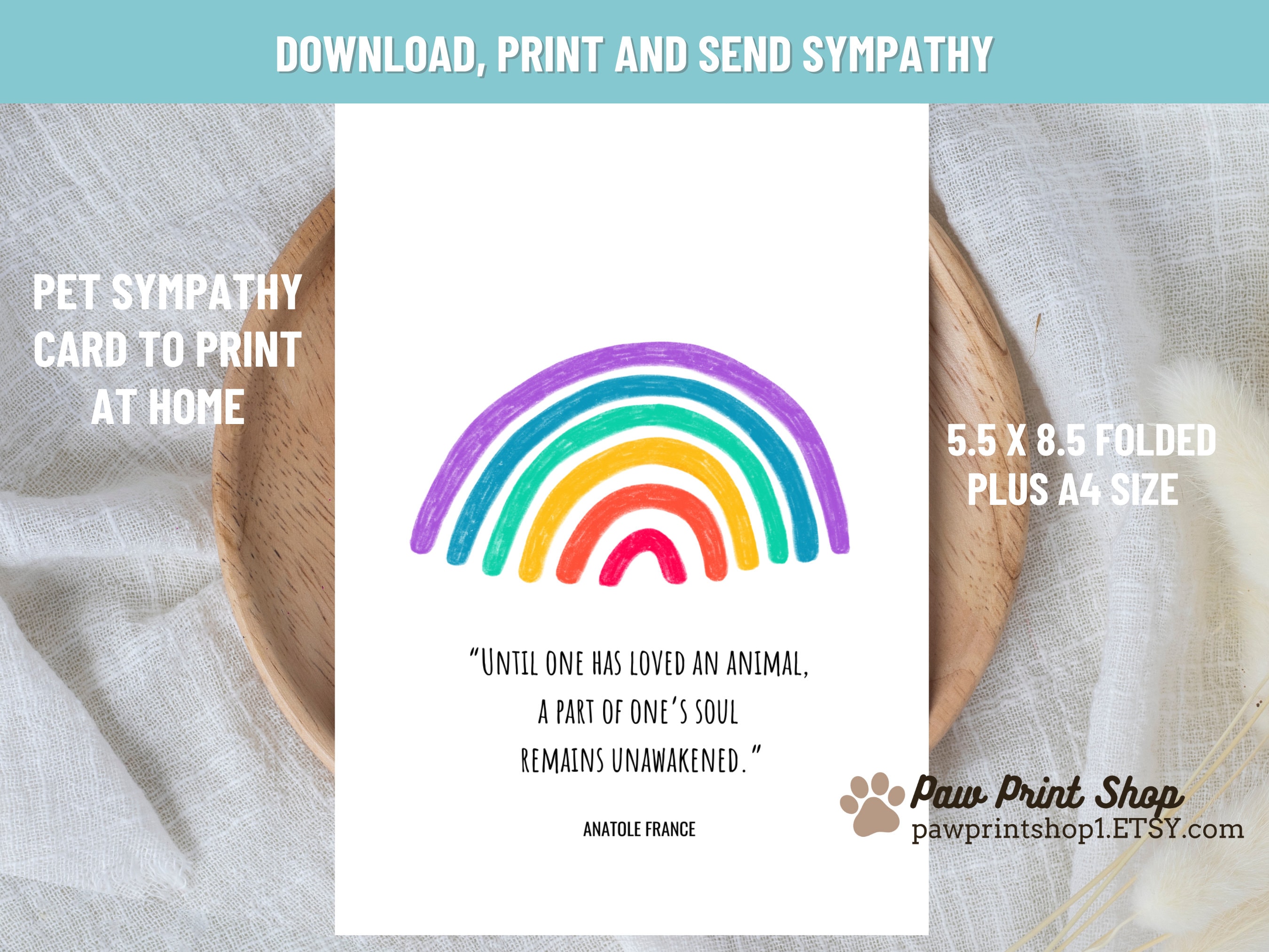 Pet Sympathy Card Printable | DIGITAL DOWNLOAD | Pet Loss Card | Dog ...