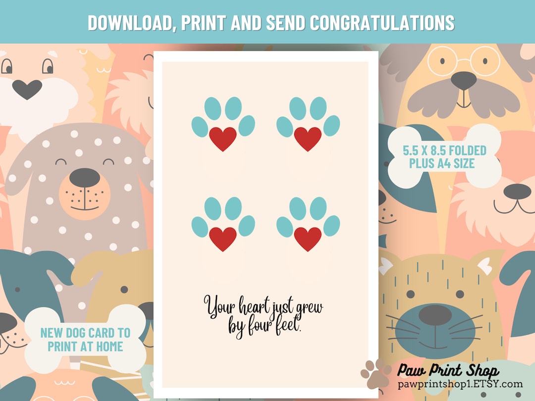 New Dog Card Printable | DIGITAL DOWNLOAD | New Puppy Card | New Pet ...