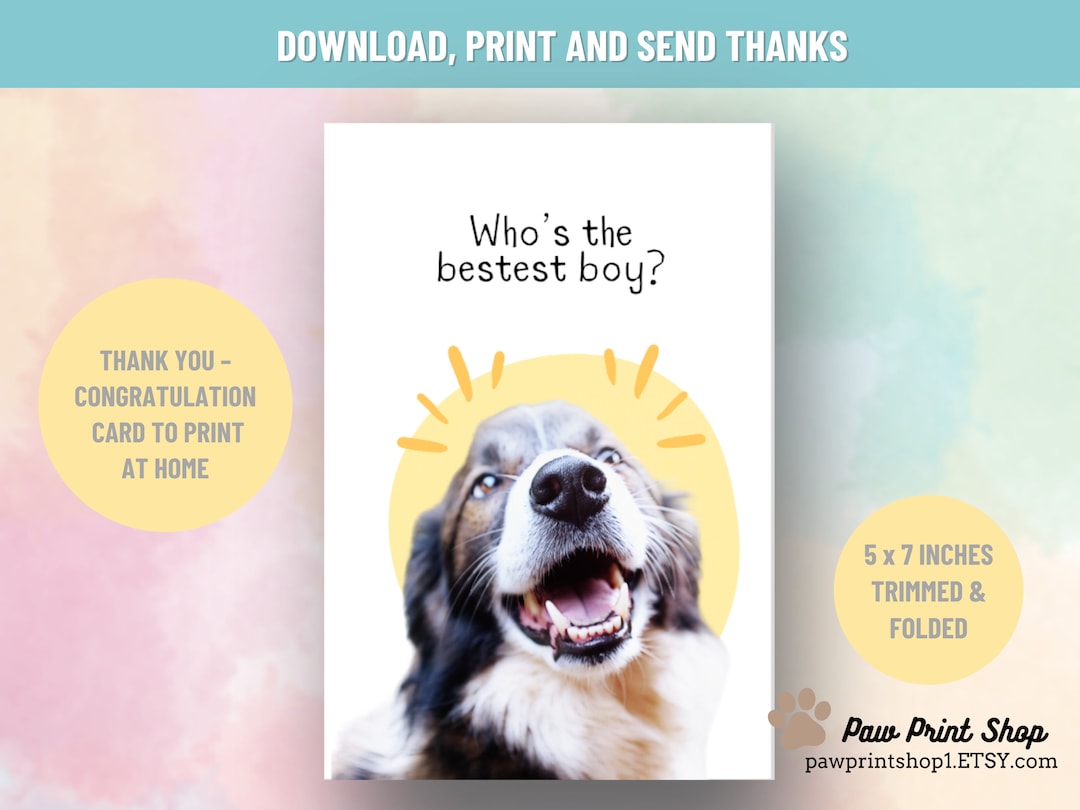 Funny Congratulation Printable | DIGITAL DOWNLOAD | Dog Thank You Card ...