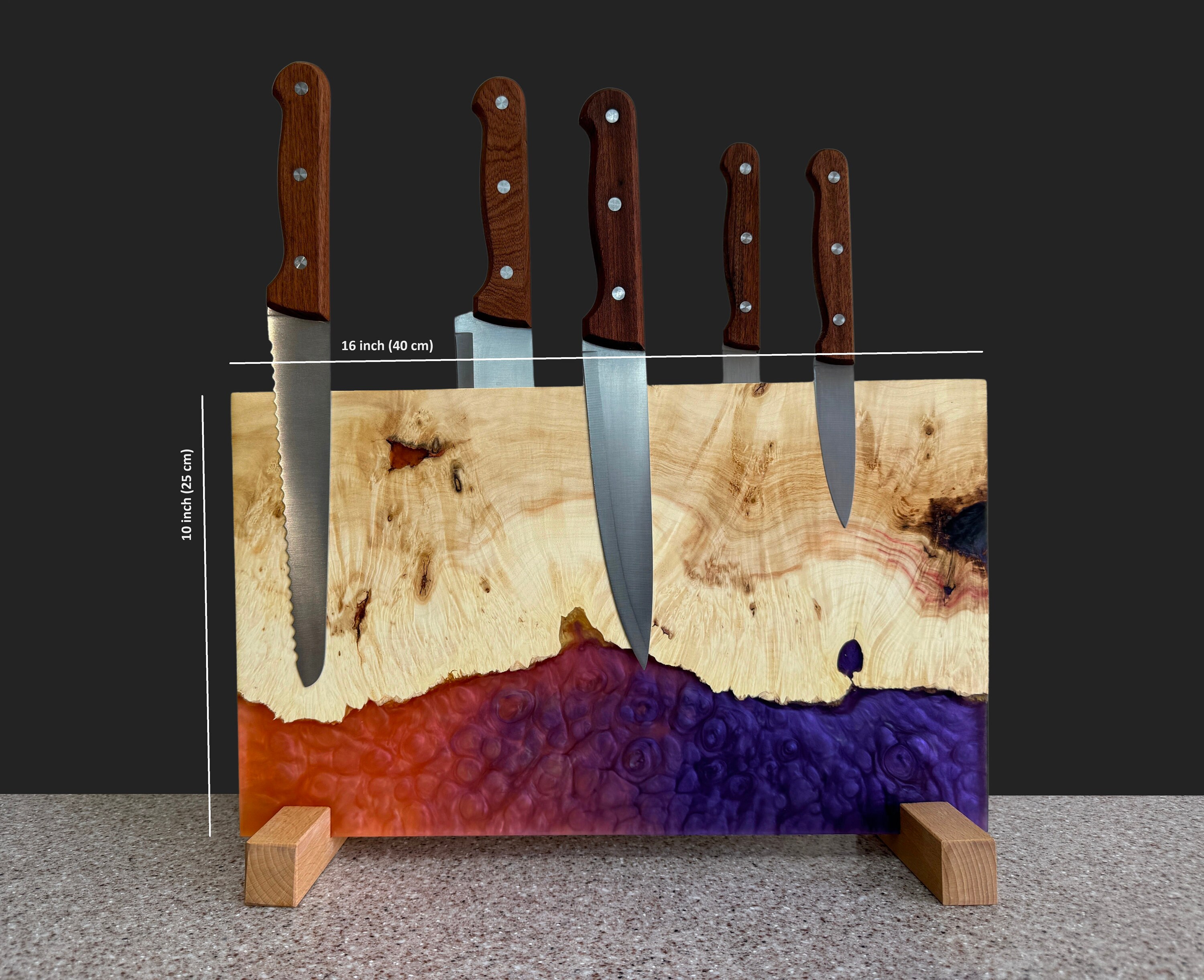 Magnetic Knife Holder Countertop,wooden Knife Block,epoxy Resin Wood ...