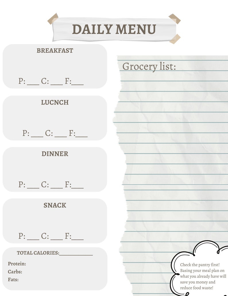 Beginner Macro Counting 30-day Planner & Daily Journal- Tips for ...
