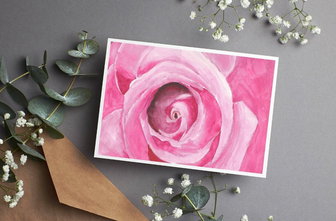 Printable Rose Greeting Card / Water Color Rose Card / Greeting Card ...