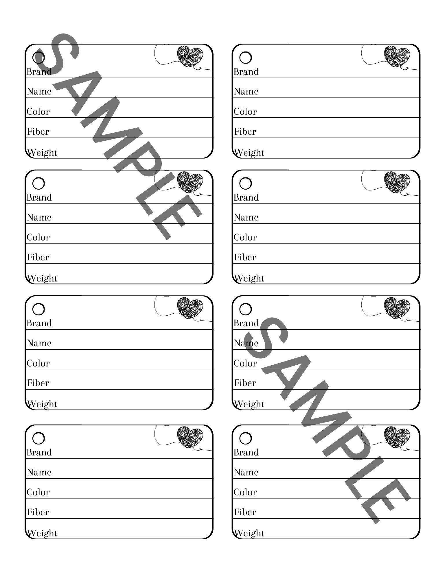 Yarn Label Printable / Crochet & Knit Yarn Tags - Etsy