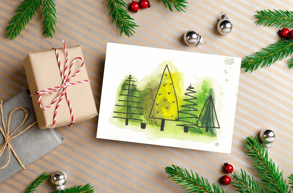 Printable Christmas Tree Card / Holiday Cards / Digital Download ...