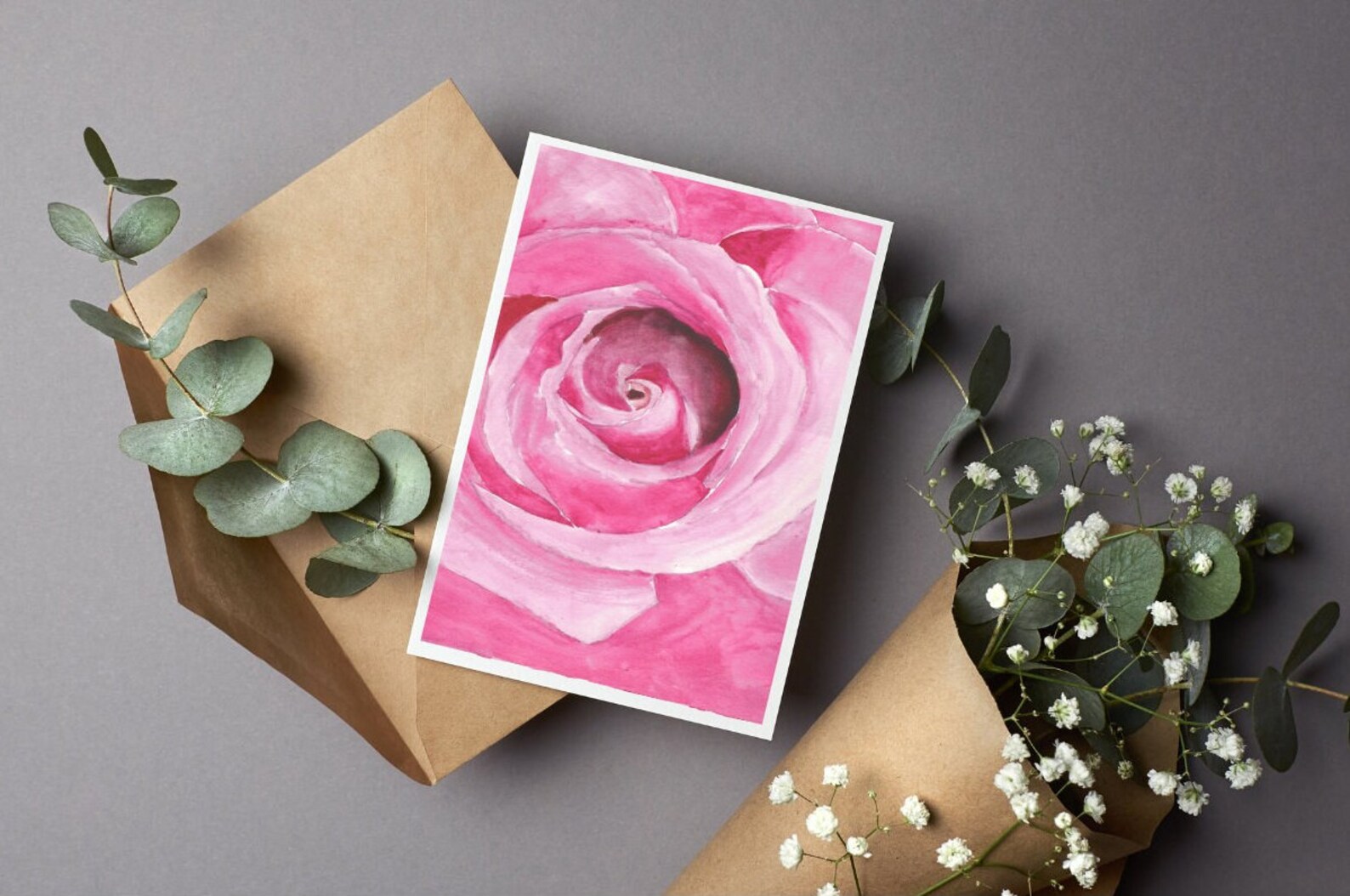 Printable Rose Greeting Card / Water Color Rose Card / Greeting Card ...
