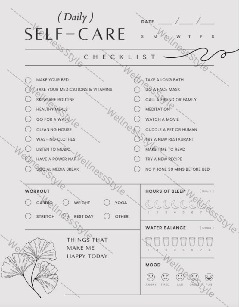 Printable Daily Self-care Routine, Wellness, Self-care, Skin-care ...
