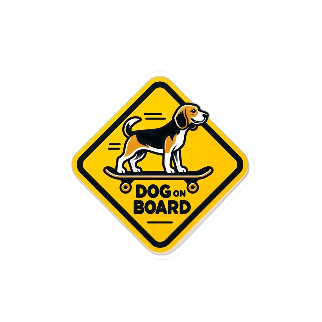 Beagle on (skate)board - Dog on Board Vinyl Decal - Etsy