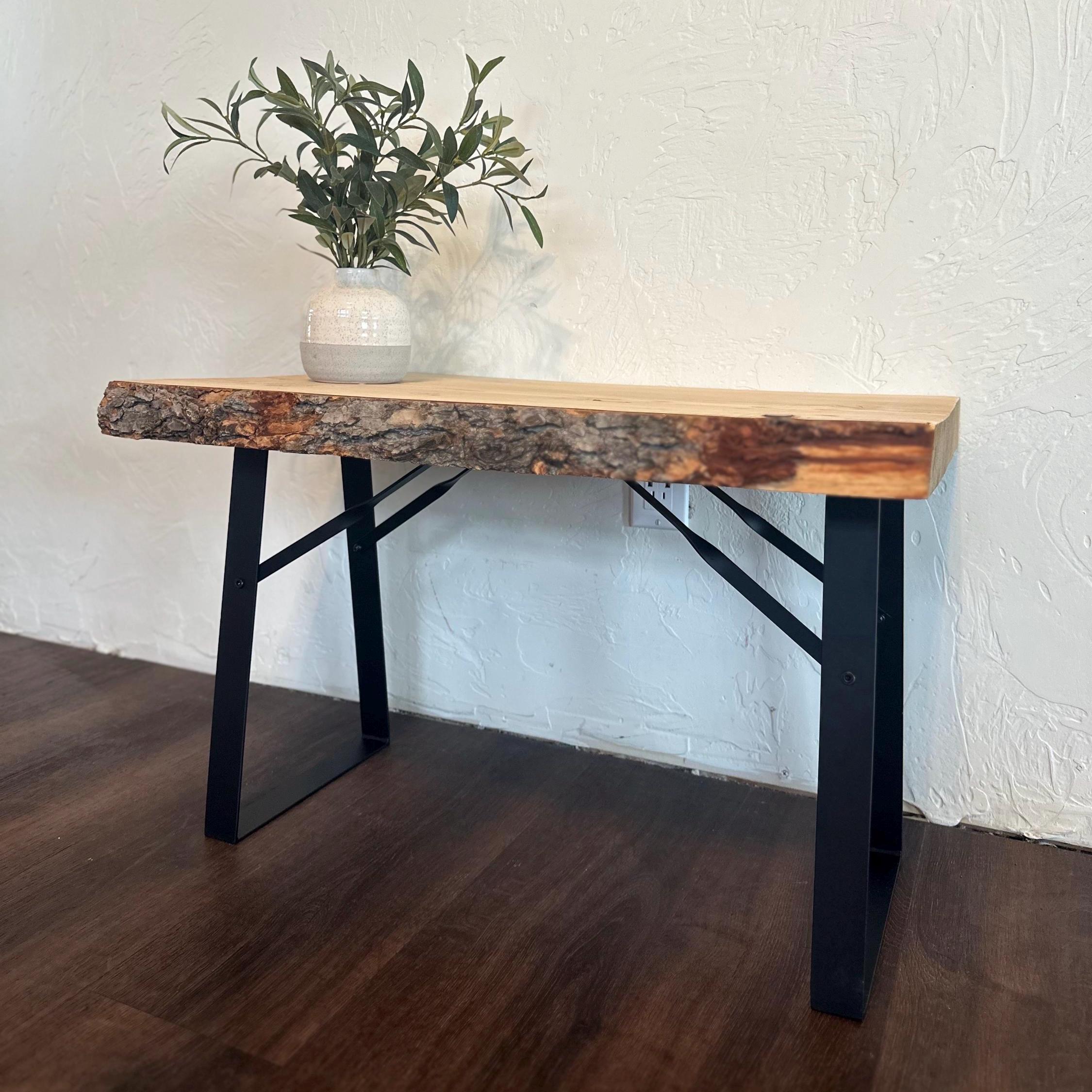 Wooden Entryway Outdoor Bench Live Edge Bench Outdoor Bench Entry Way ...