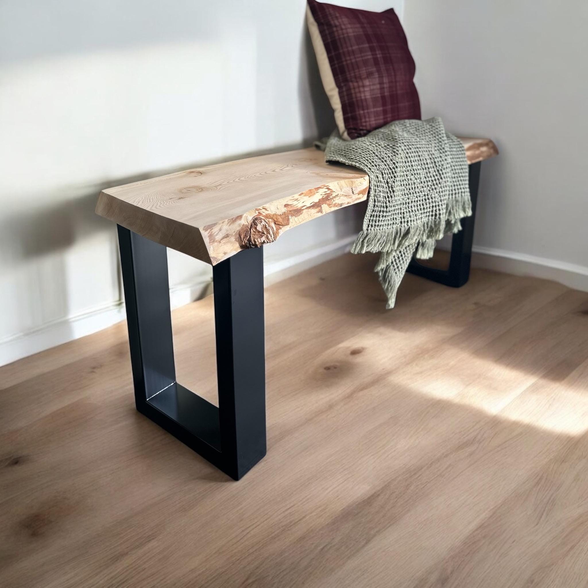 Custom Handmade Wooden Entryway Bench With U Shape Legs, Modern ...