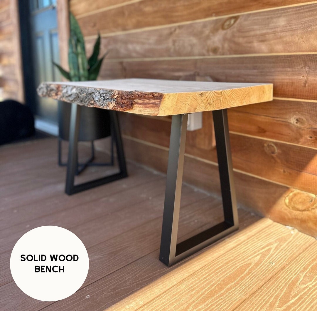 Reclaimed Wood Modern Farmhouse Bench With Trapezoid Legs Entryway ...