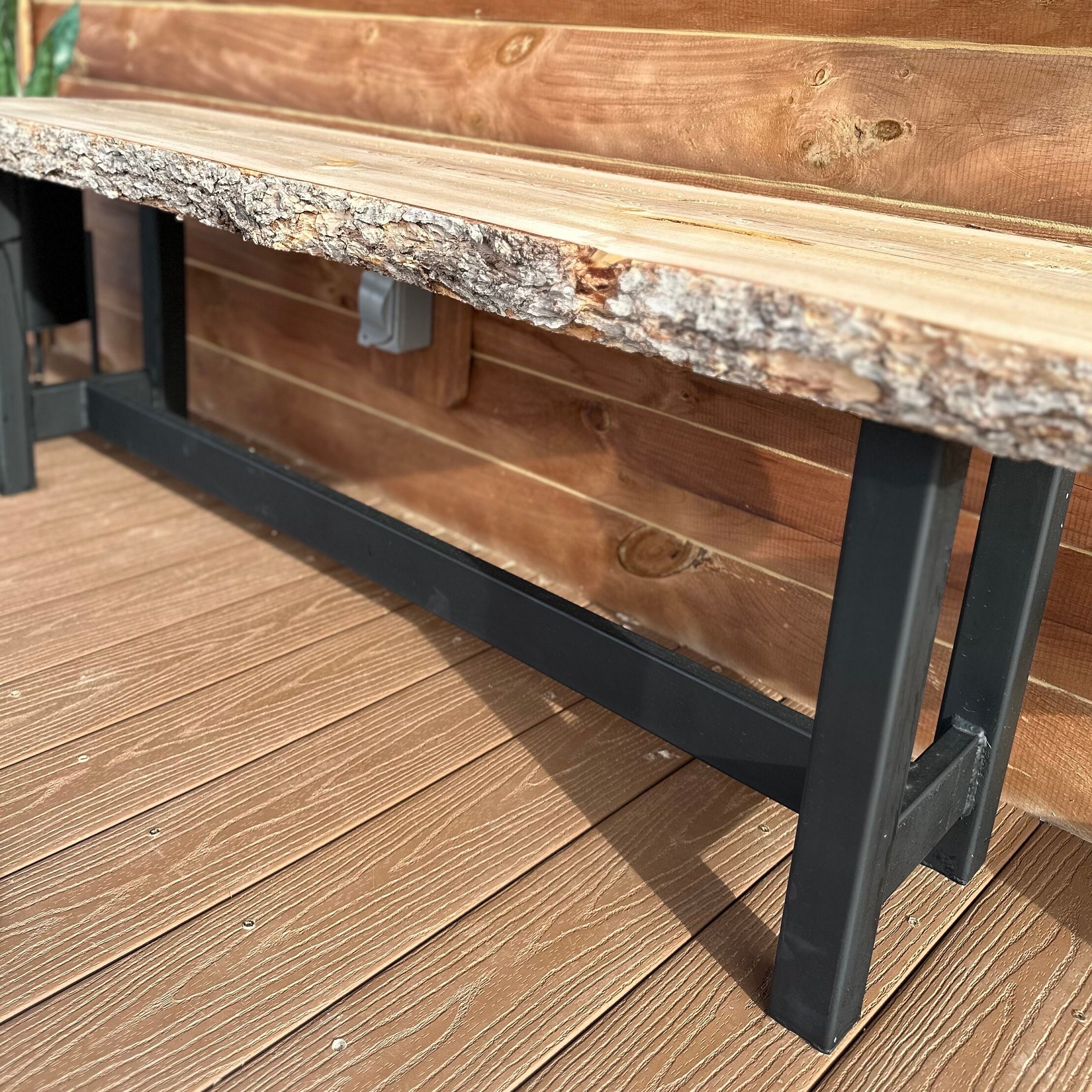Rustic Outdoor Entryway Bench Rustic Solid Wood Bench With Metal Legs ...