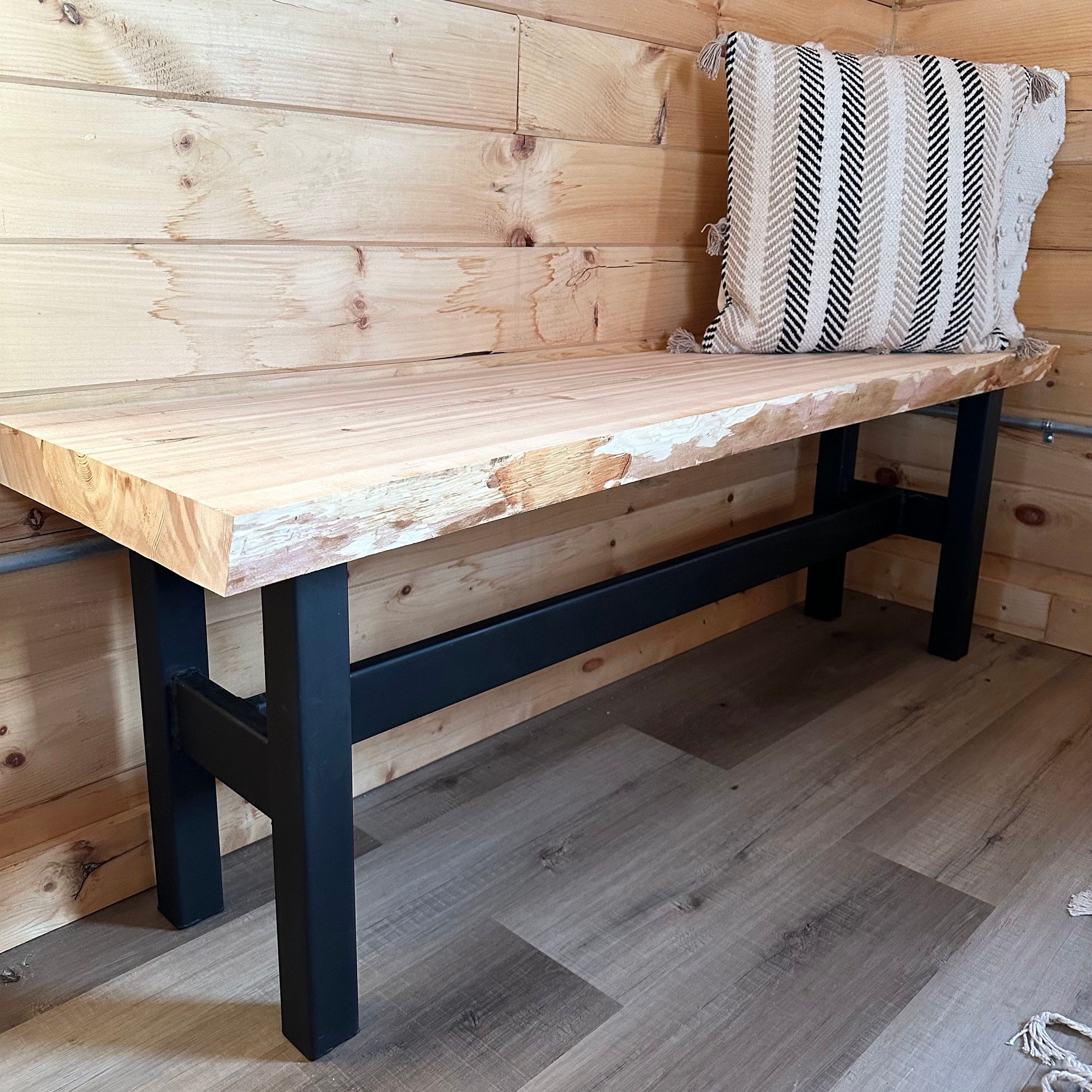 Solid Wood Bench Modern Bench Decorative Bench Bedroom Bench Live Edge ...