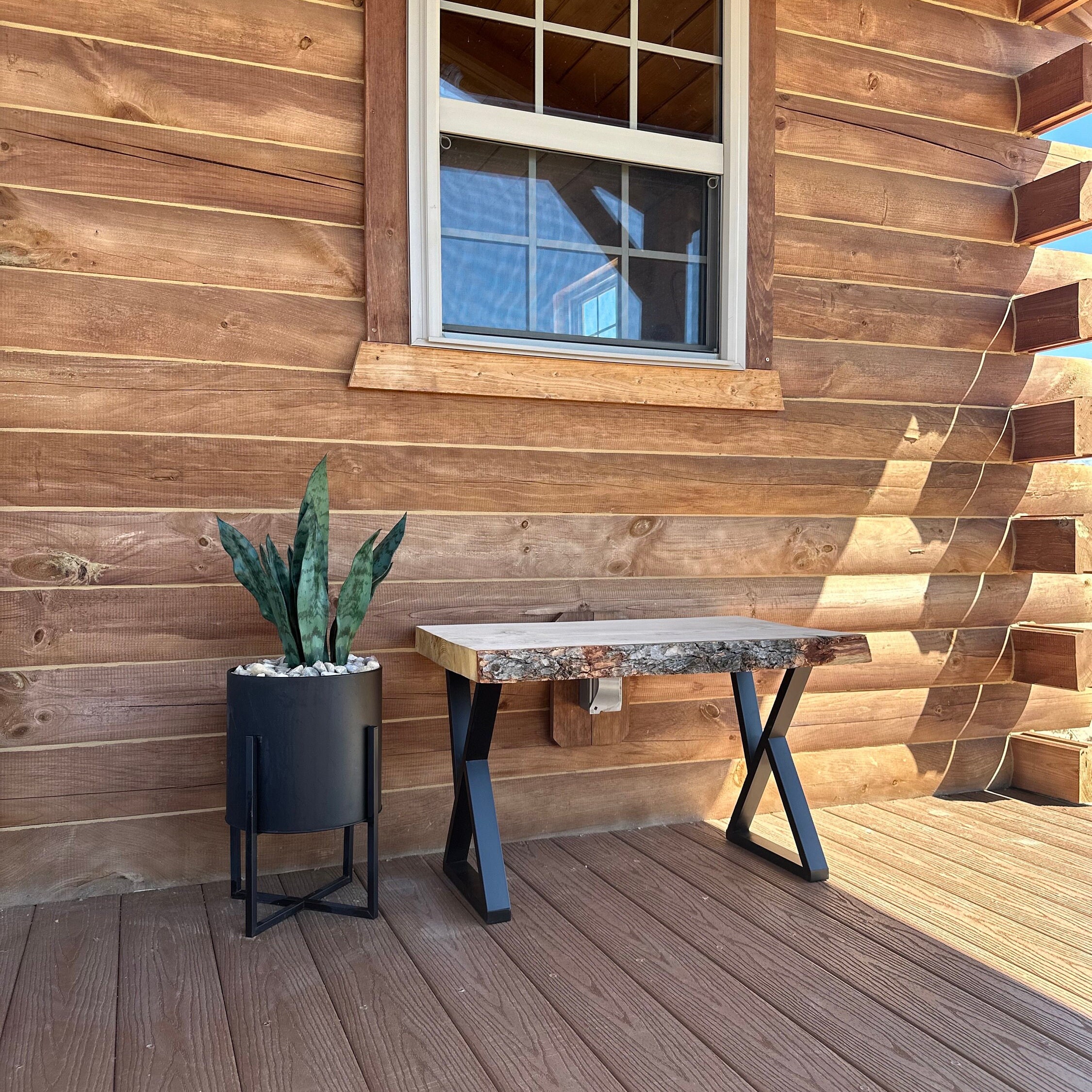 Modern Rustic Outdoor Bench With Bark Rustic Bench Entryway Bench ...