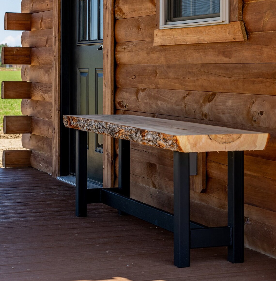 Rustic Modern Bench Entry Way Bench Solid Wood Bench Rustic Wood Entry ...