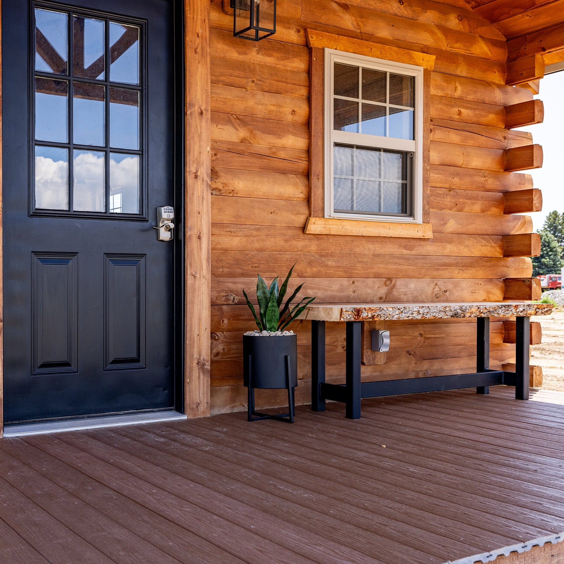 Rustic Outdoor Entryway Bench Rustic Solid Wood Bench With Metal Legs ...