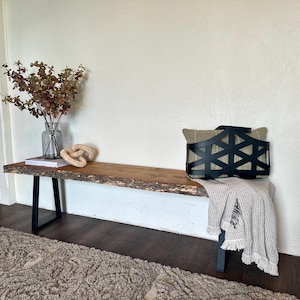 Modern Farmhouse Bench With Trapezoid Legs Foyer Bench Sitting Bench ...