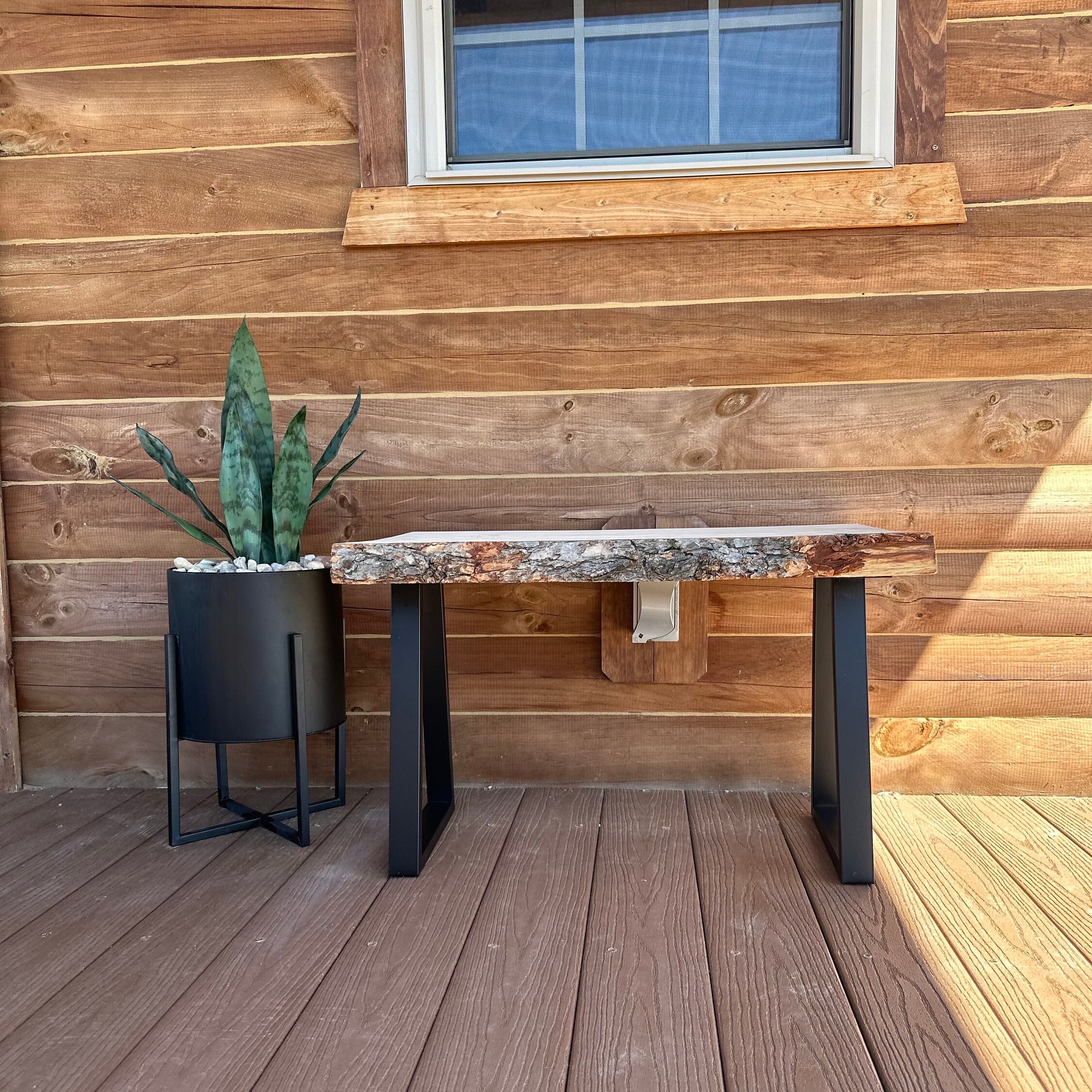 Reclaimed Wood Modern Farmhouse Bench With Trapezoid Legs Entryway ...