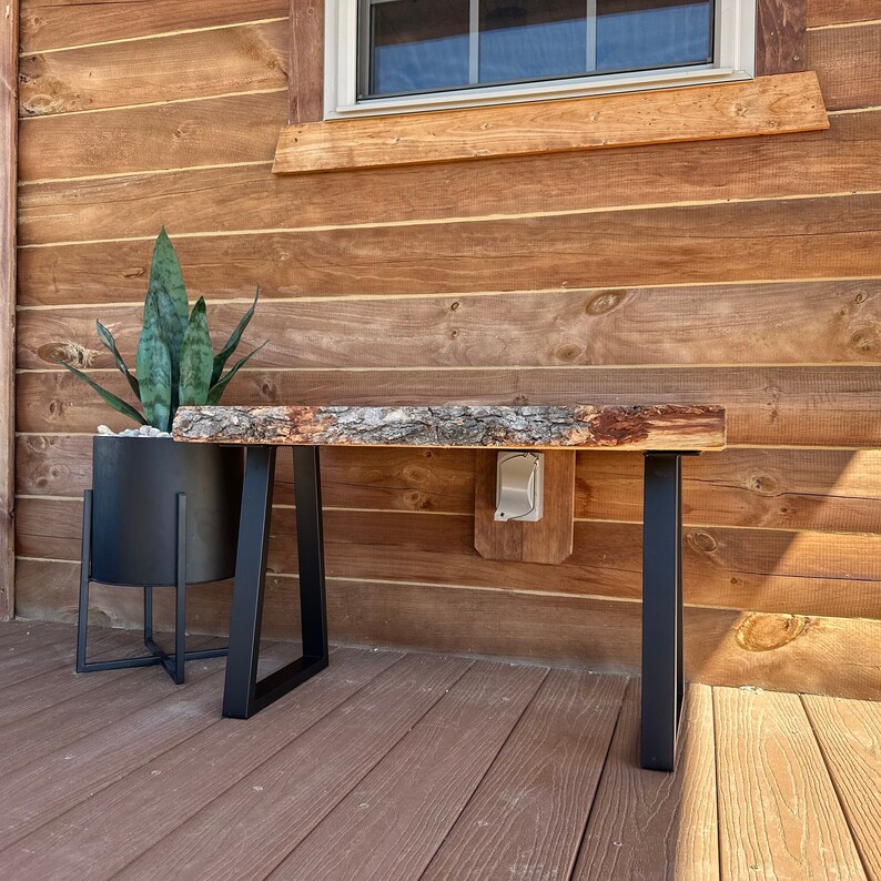 Reclaimed Wood Modern Farmhouse Bench With Trapezoid Legs Entryway ...
