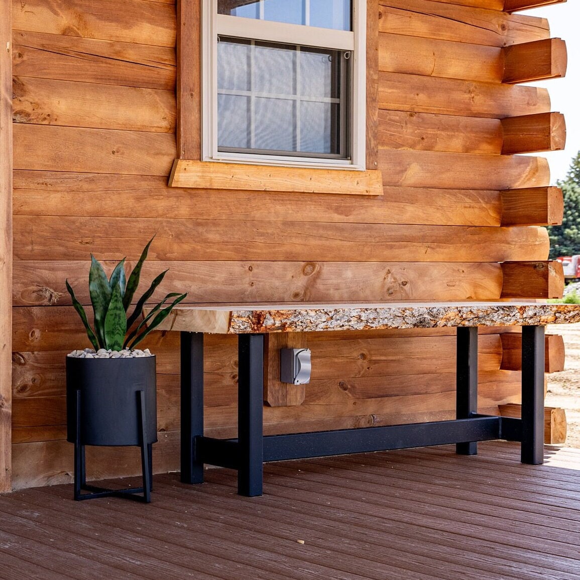 Rustic Outdoor Entryway Bench Rustic Solid Wood Bench With Metal Legs ...