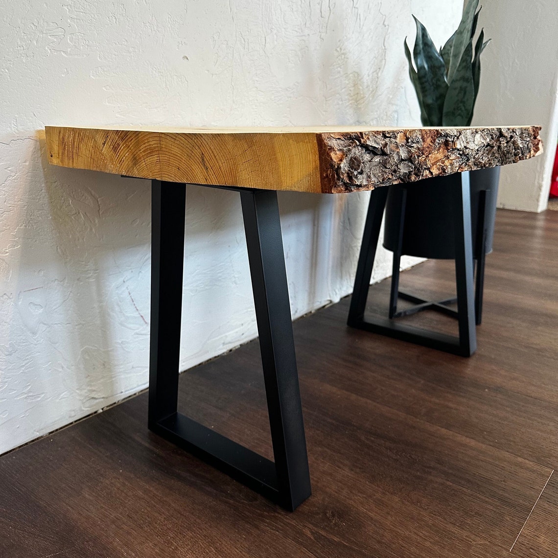 Reclaimed Wood Modern Farmhouse Bench With Trapezoid Legs Entryway ...