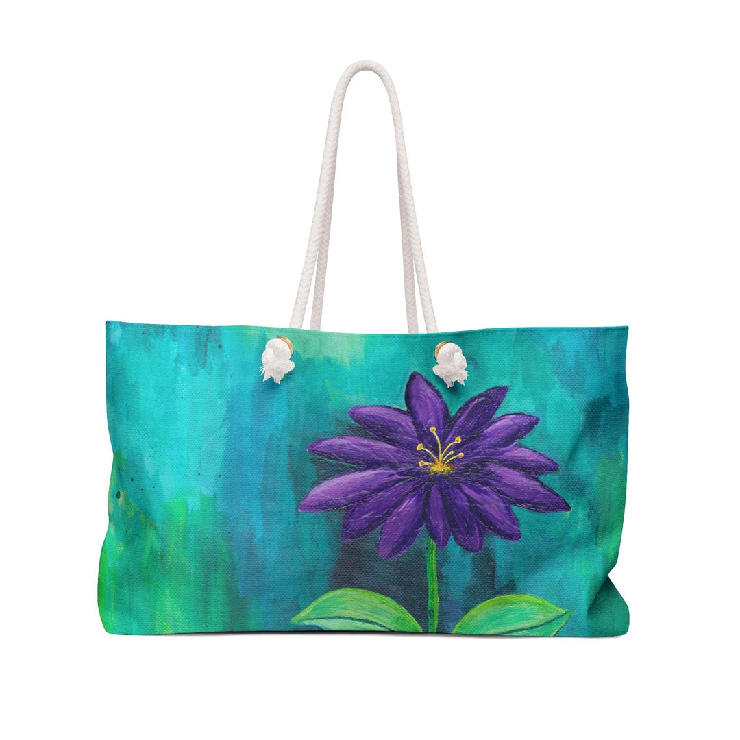 Purple Flower Weekender Bag | Beach Bag, Travel Tote, Gym Accessories ...