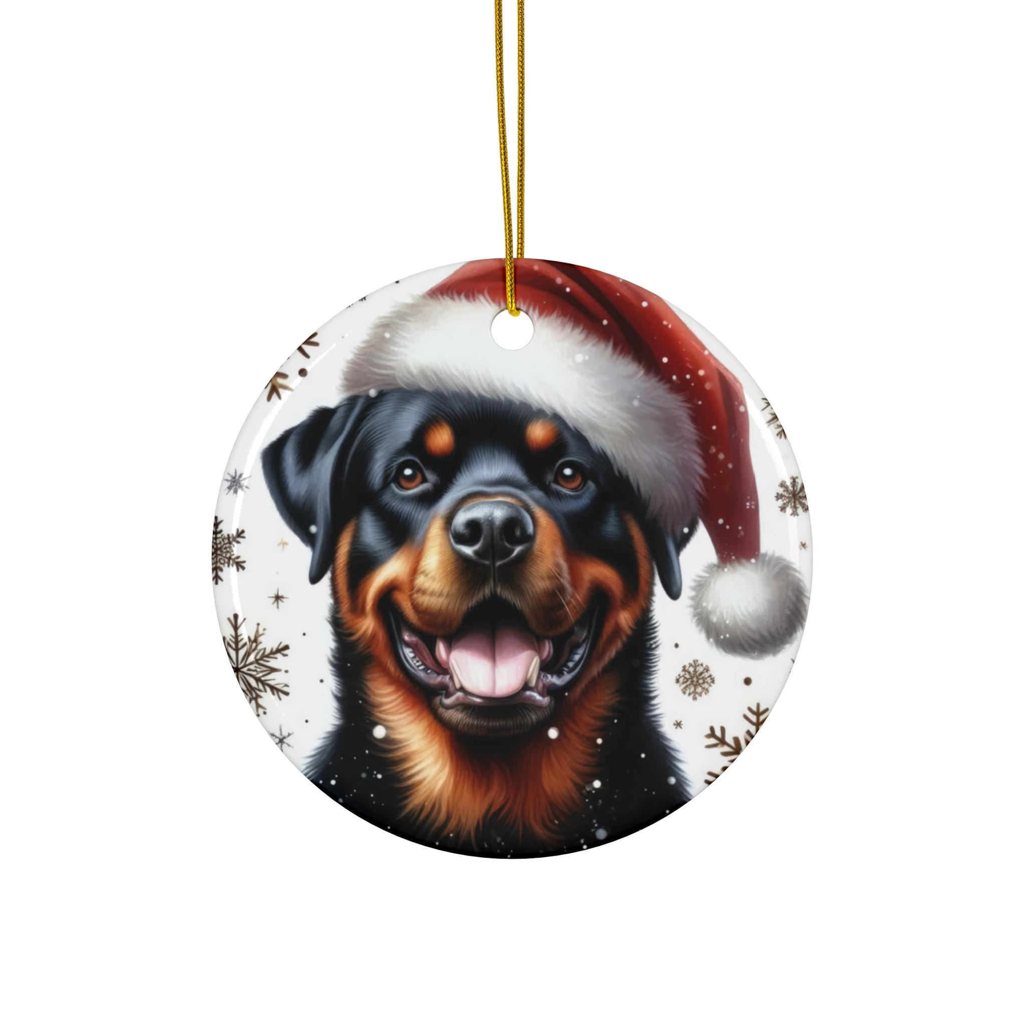 Joyful Rottweiler in a Santa Hat Ceramic Ornament - Etsy