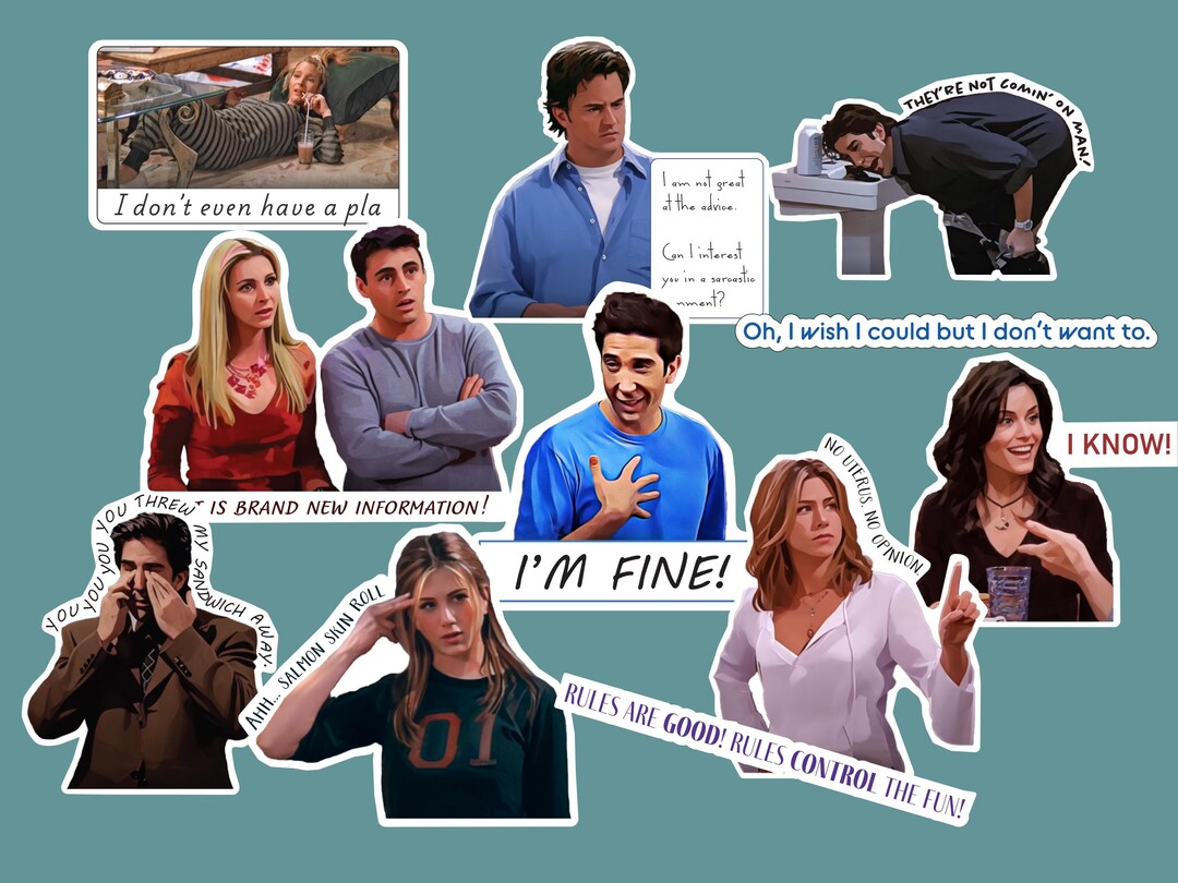 Friends Stickers - Monica Geller, Ross, Phoebe, Joey & Rachel Quotes - Etsy