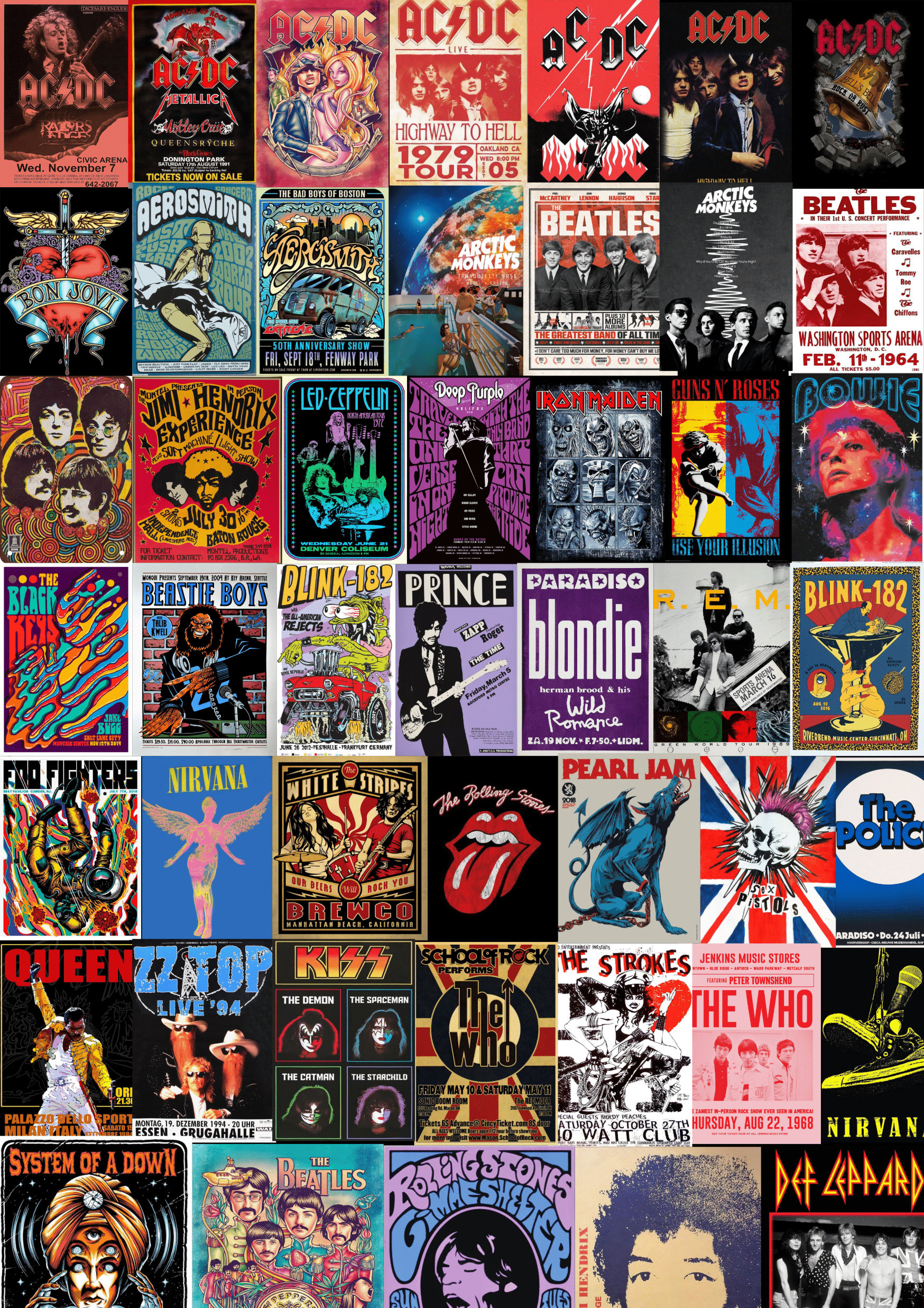 Vintage Rock Digital Poster Bundle 470 Classic Band Posters, Unique ...