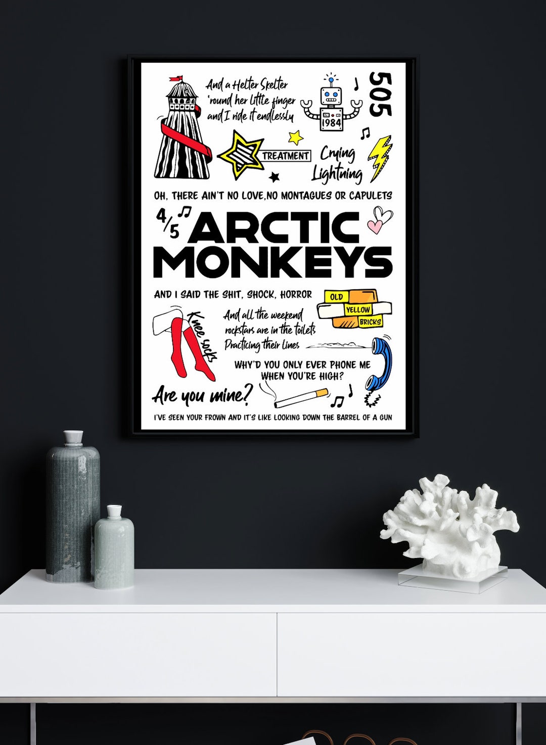 Arctic Monkeys Lyrics Digital Poster, Music Wall Art, Indie Rock Decor ...