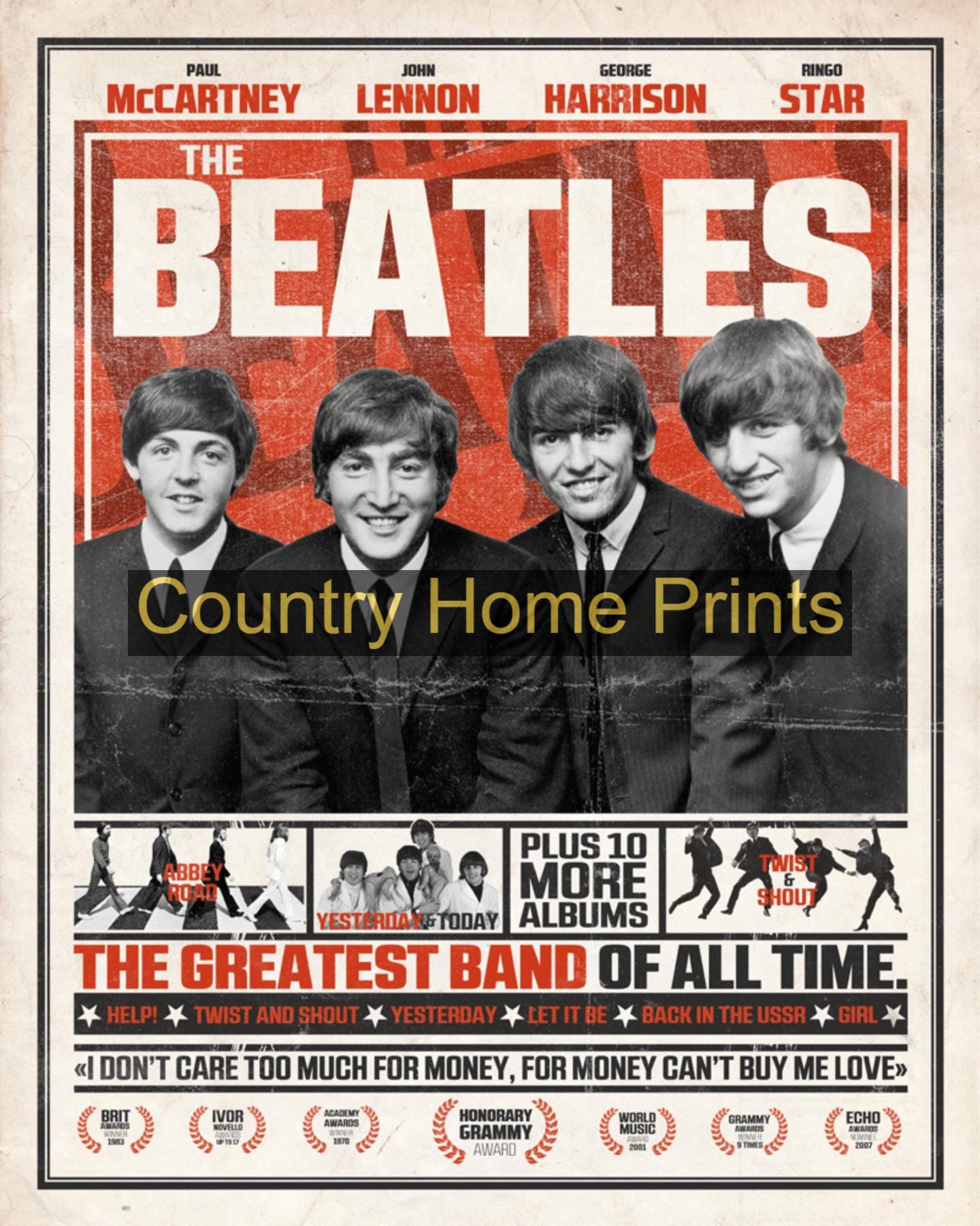 The Beatles Digital Concert Posters, Legendary Band Art, Music ...